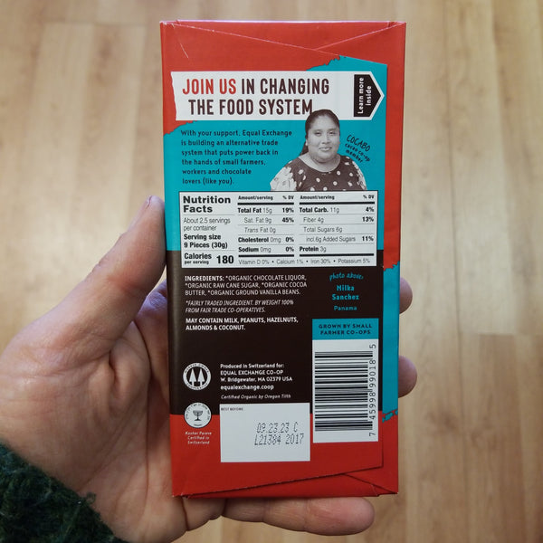 Equal Exchange Organic Extra Dark Chocolate Panama Bar – Bountiful ...